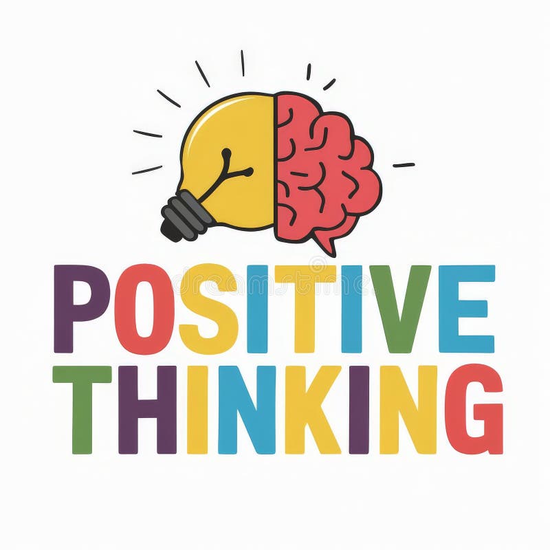 Positive Thinking with Lightbulb and Brainstorming Illustration with ...