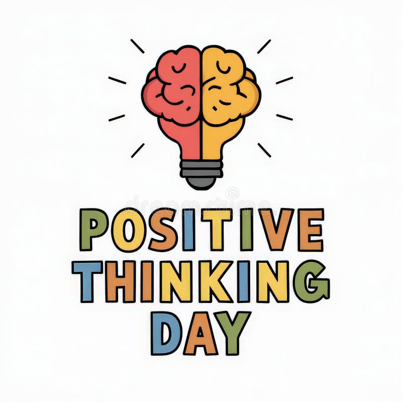 Positive Thinking with Lightbulb and Brainstorming Illustration with ...