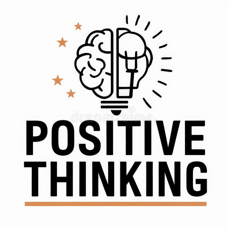 Positive Thinking with Lightbulb and Brainstorming Illustration with ...