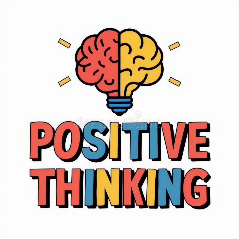 Positive Thinking with Lightbulb and Brainstorming Illustration with ...