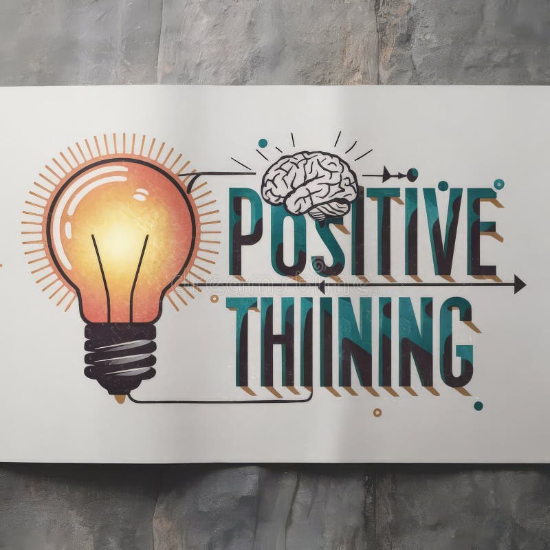 Positive Thinking with Lightbulb and Brainstorming Illustration with ...
