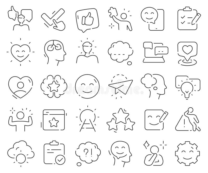 Psychology Line Icons Collection. Thin Outline Icons Pack Stock Vector ...