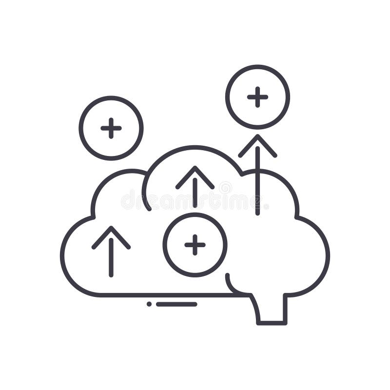 Positive Thinking Mind Concept Icon, Linear Isolated Illustration, Thin ...