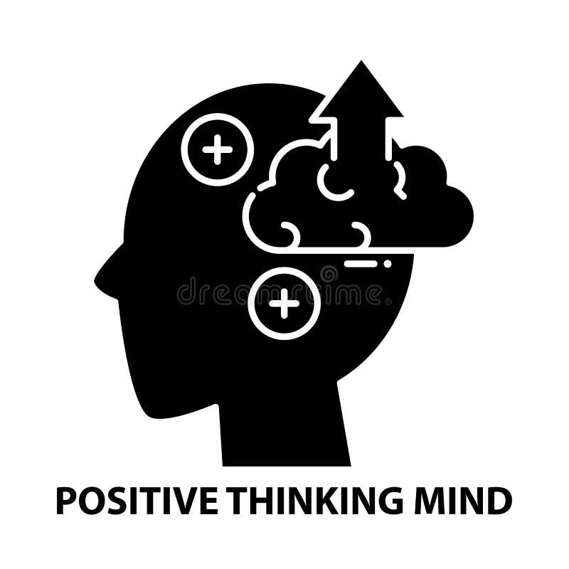 Positive Thinking Mind Symbol Icon, Black Vector Sign with Editable ...