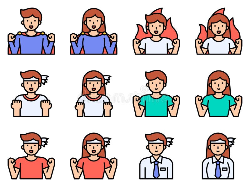 Positive Thinking and Motivation Avatar Set, Vector Illustration Stock ...