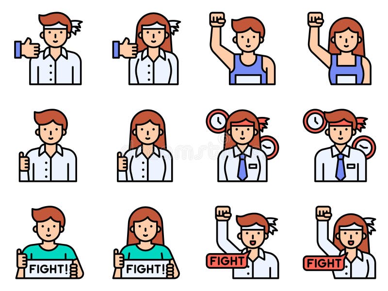 Positive Thinking and Motivation Avatar Set 3, Vector Illustration ...