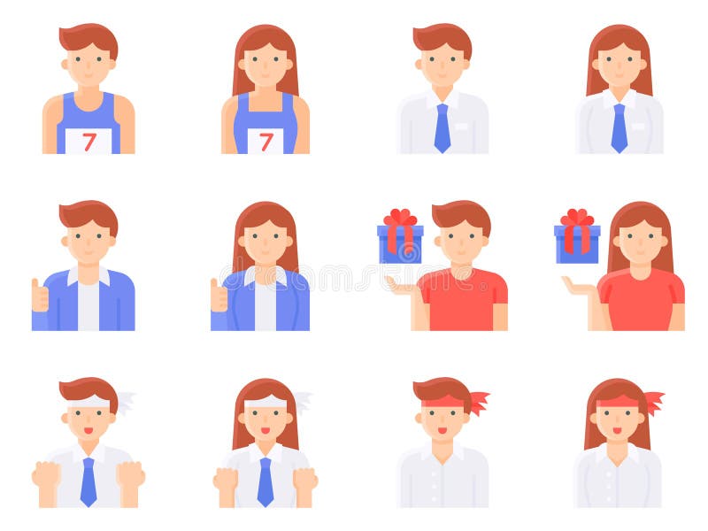 Positive Thinking and Motivation Avatar Set 2, Vector Illustration ...