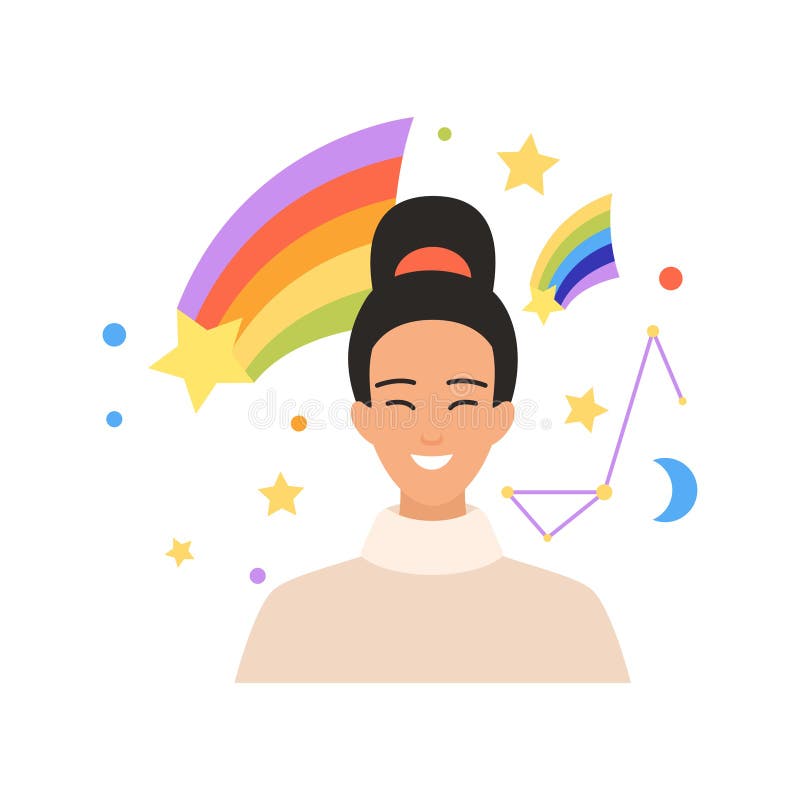 Positive Thinking with Rainbow and Sun Stock Illustration ...