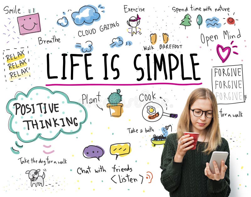 Positive Thinking Simple Life Graphic Concept Stock Image - Image of ...