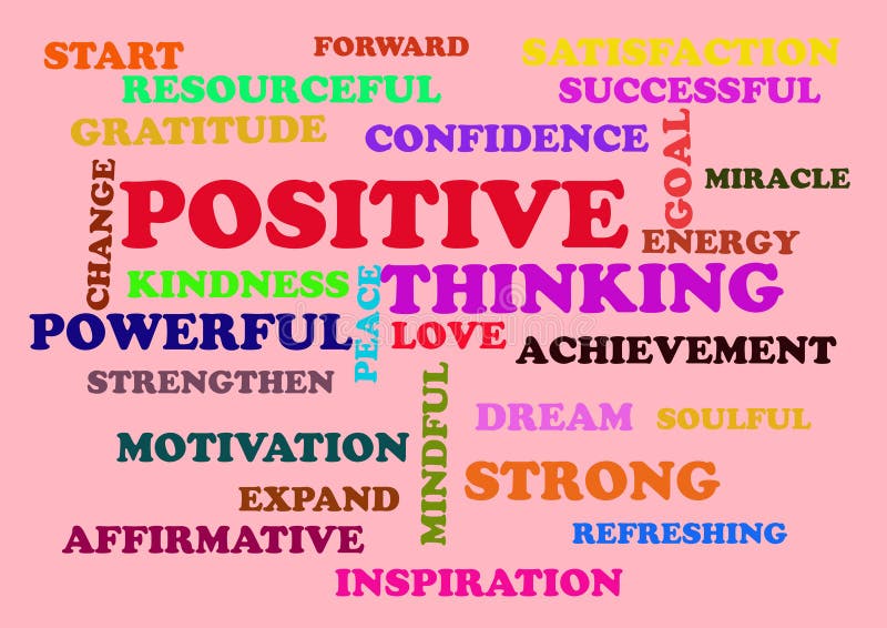 Positive Thinking Words for Happy Life Stock Illustration ...