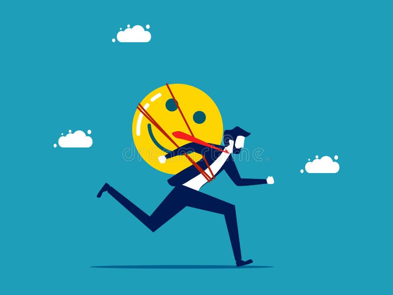 Positive Thoughts. Businessman with a Smiling Face Running Forward ...