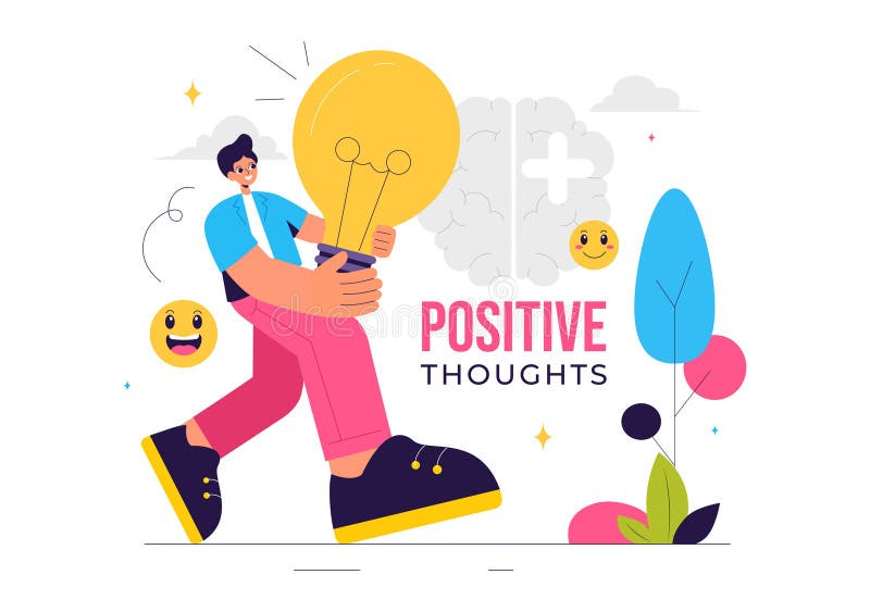 Positive Thoughts Vector Illustration Featuring a Positive Mindset ...