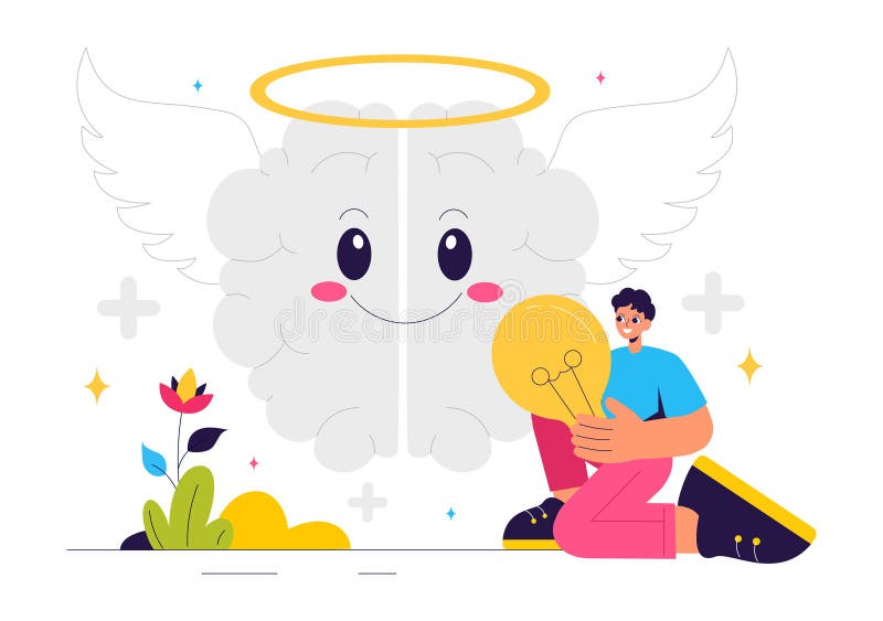 Positive Thoughts Vector Illustration Featuring a Positive Mindset ...