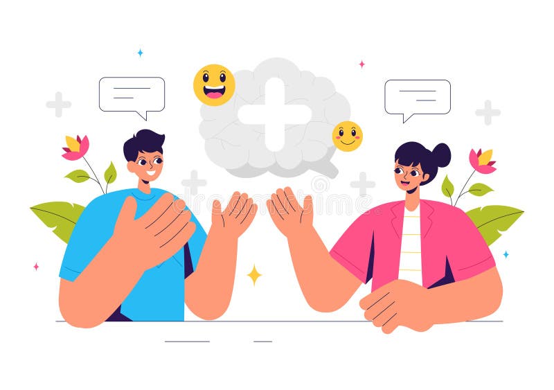 Positive Thoughts Vector Illustration Featuring a Positive Mindset ...