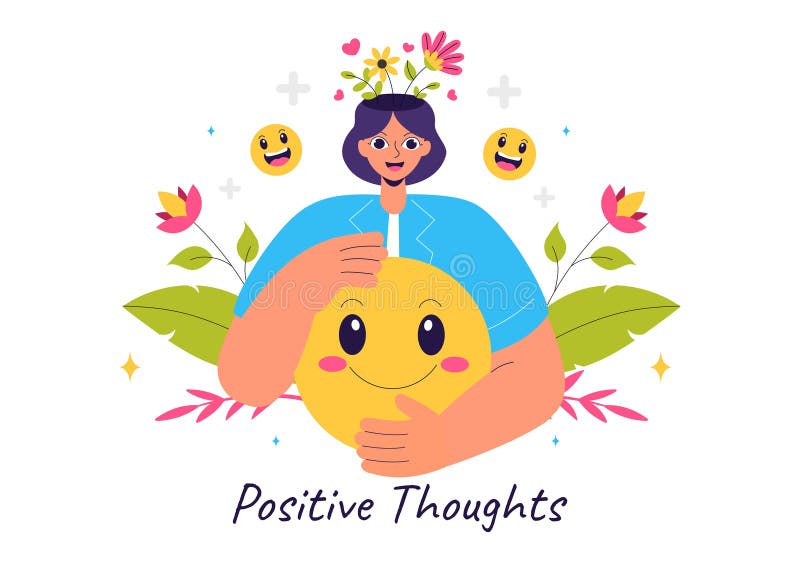 Positive Thoughts Vector Illustration Featuring a Positive Mindset ...