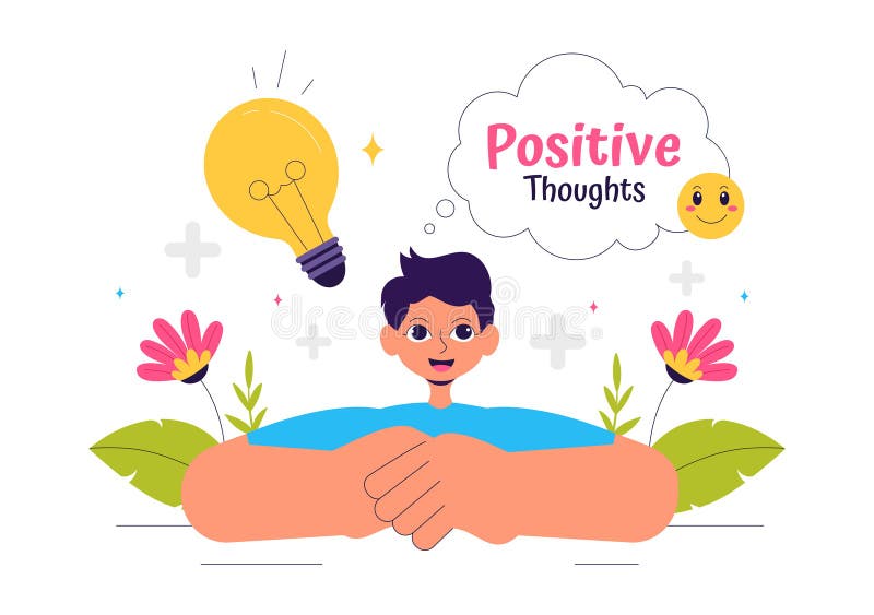 Positive Thoughts Vector Illustration Featuring a Positive Mindset ...