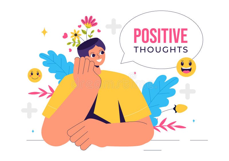 Positive Thoughts Vector Illustration Featuring a Positive Mindset ...