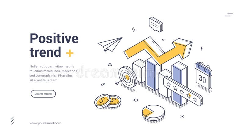 Positive Trend Banner Template Showcasing Isometric Design with Upward ...