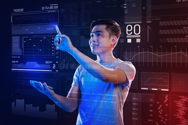 Positive Web Developer Feeling Excited while Working with Modern Device ...