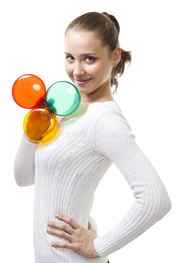 Positive Woman Show the Difference Stock Image - Image of smile, light ...