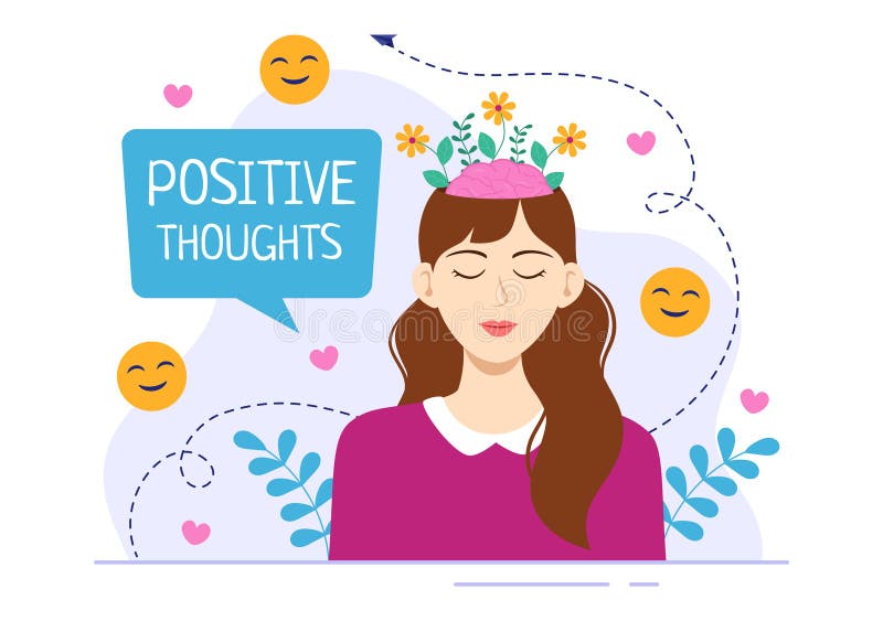 Positives Thoughts Vector Illustration with Thinking Positive As a ...
