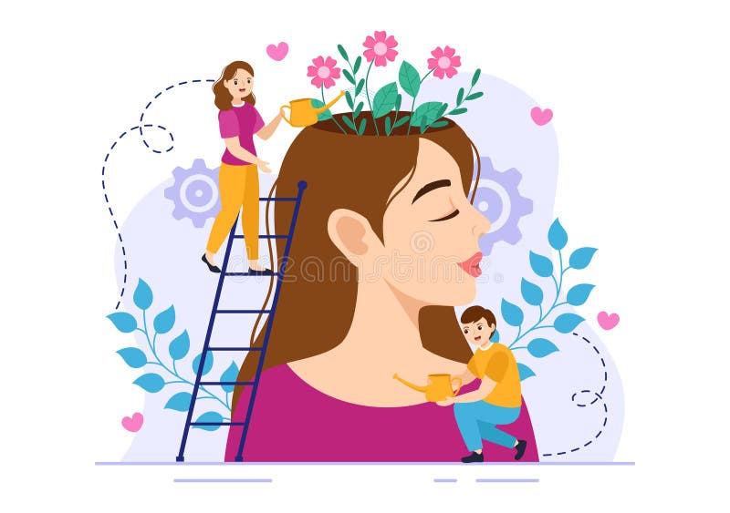 Positives Thoughts Vector Illustration with Thinking Positive As a ...