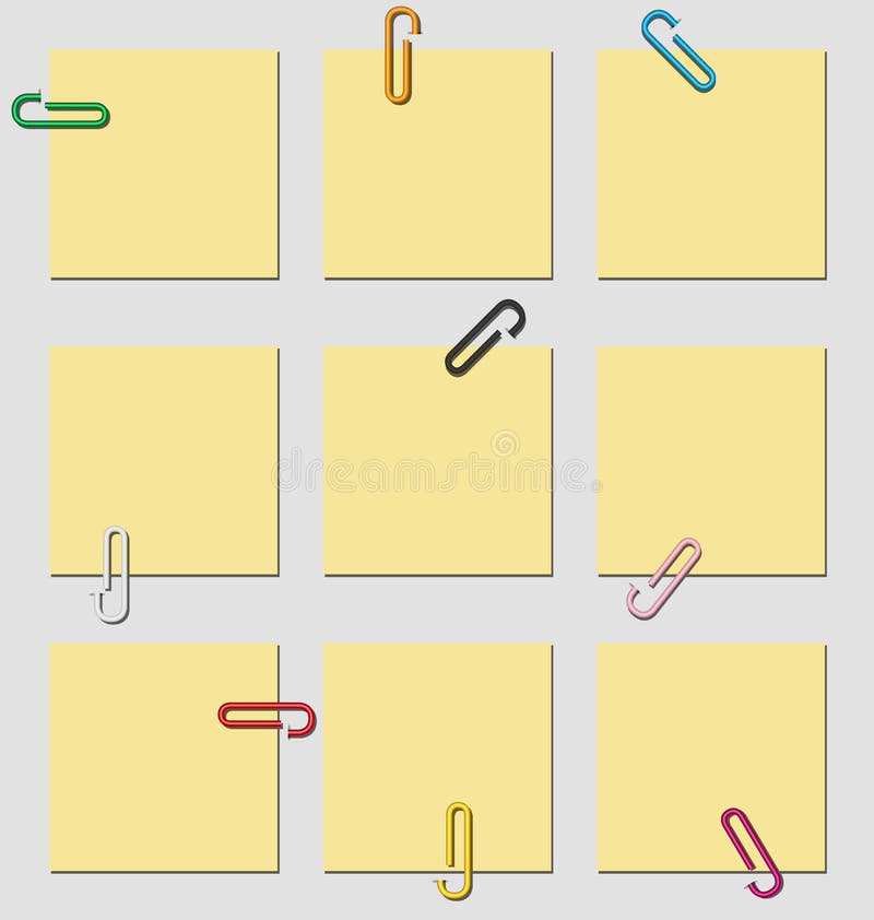 Posits nine and clips stock vector. Illustration of notepaper - 45067340
