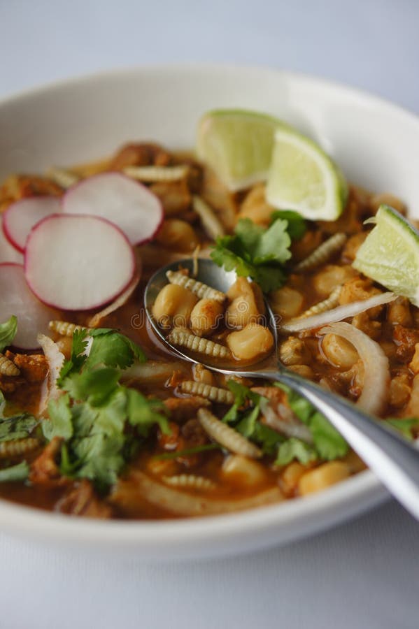 Posole Rojo Mexicano Con Waxworms Foto de archivo - Imagen de coreano ...