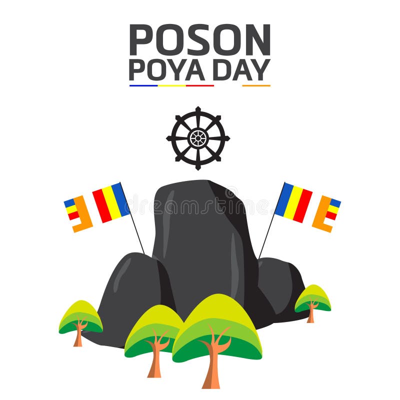 Poson Poya Day. Sri Lanka Poson Day. Mihinthale. Eps10 Ilustración del ...