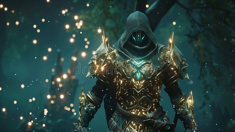 A Possessed Armor Brimming with Enchanting Runes Stock Illustration ...