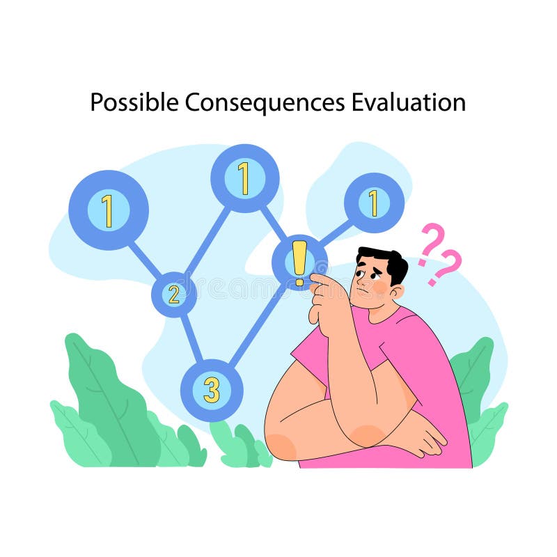 Possible Consequences Evaluation Concept. Flat Vector Illustration ...