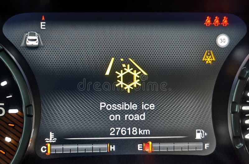 Possible Ice on Road. Possible Ice on Road Car Info Display Stock Image ...