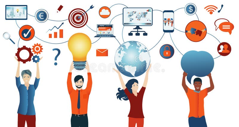 Communication Group of Different People. Social Media Concept. Multi ...