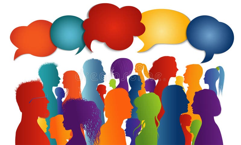 Multicultural Crowd Talking. Dialogue Group Diverse People Different ...
