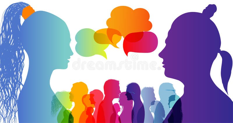 Dialogue Group of Diverse People. Communication between People. Crowd ...