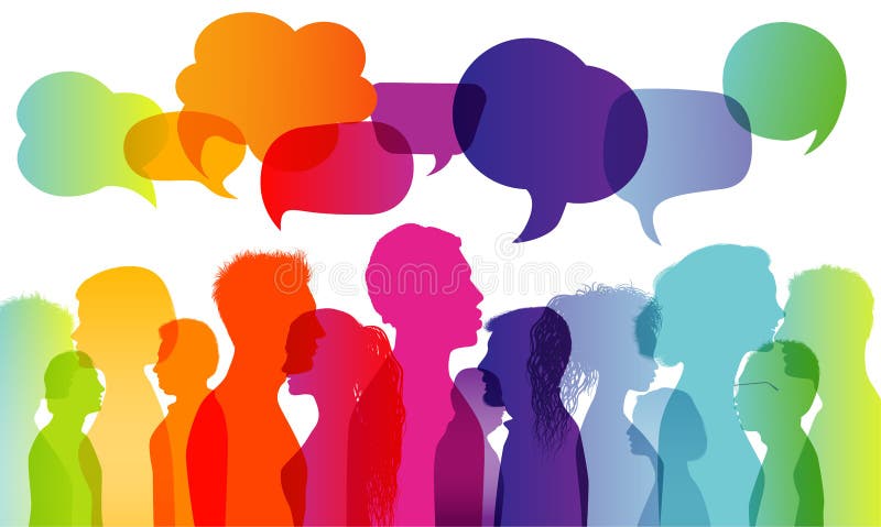Crowd Talking. Dialogue Group Diverse People Different Cultures ...