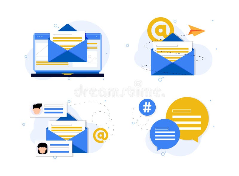 Flat Business Element Mail Chat Communication Concept Vector Design ...