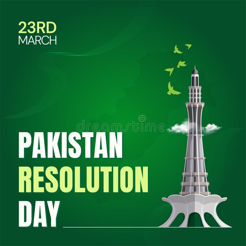Pakistan Resolution Day 23rd March Creative Illustration Green ...