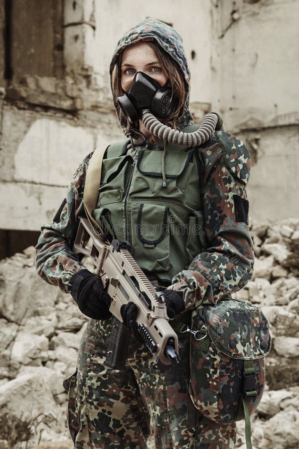 Post Apocalypse Female Survivor Stock Image - Image of nuclear ...
