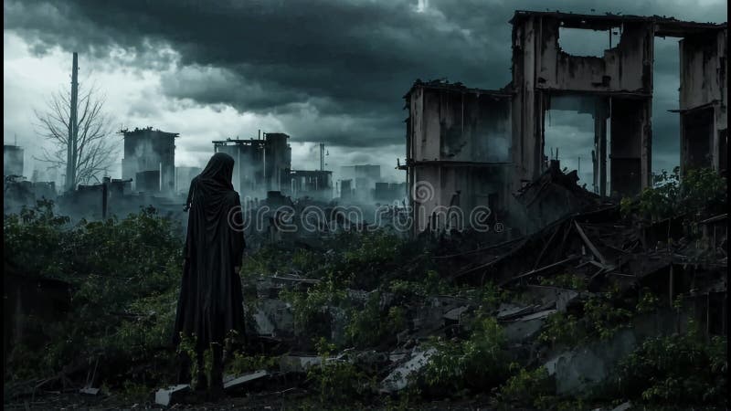 Post-apocalypse Scenery and Horror Navigating a Structure Stock Video ...