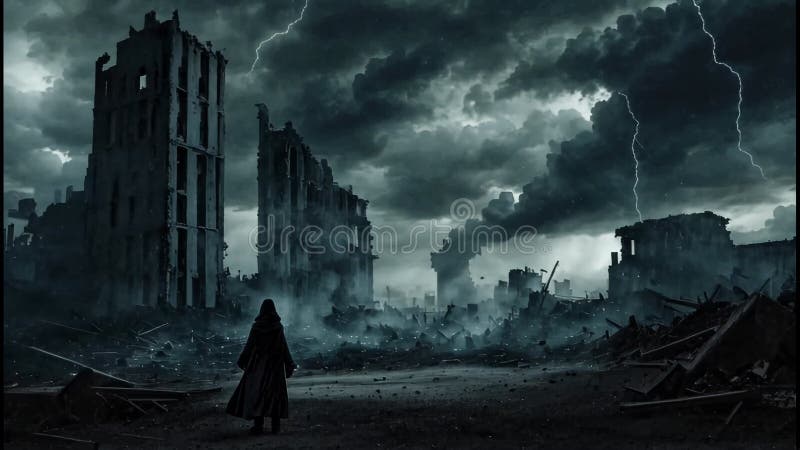 Post-apocalypse Scenery and Horror Navigating a Structure Stock Video ...