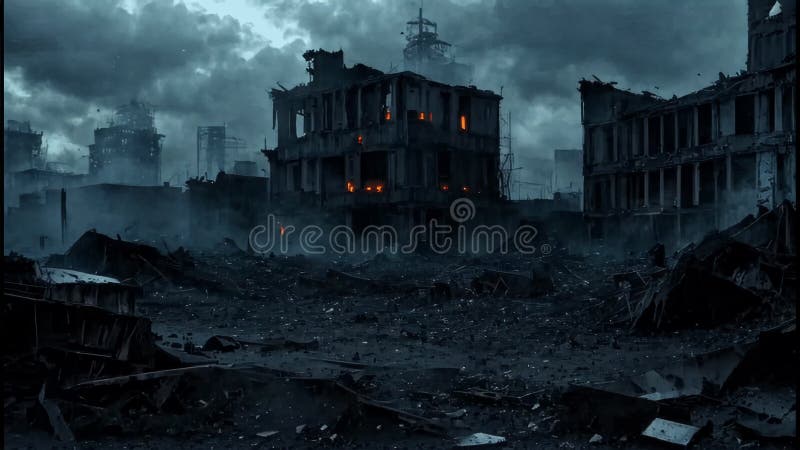 Post-apocalypse Scenery and Horror Navigating a Structure Stock Video ...