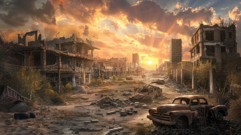 Post-apocalypse, World after Nuclear War. Stock Image - Image of ruined ...