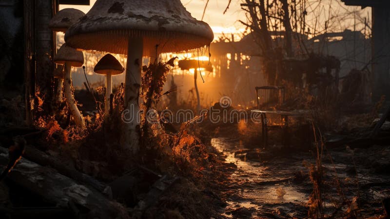 Post-apocalyptic Abandoned Townscape after a Nuclear Reactor Explosion ...