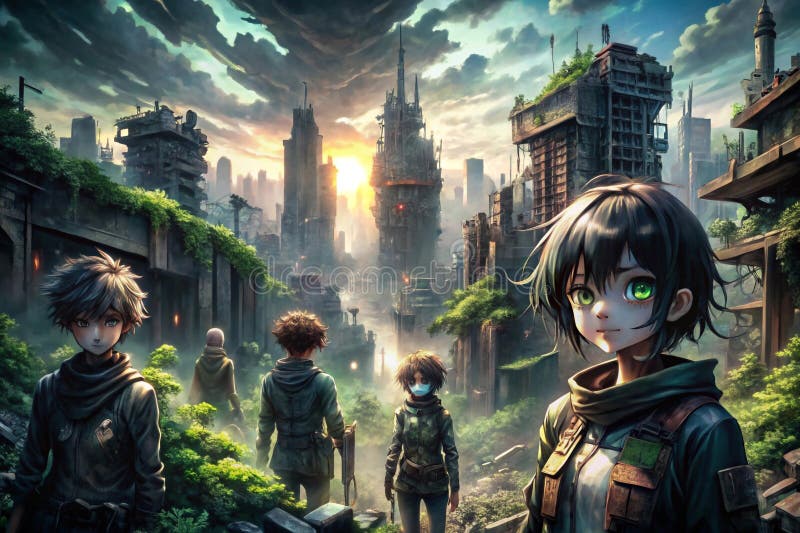 Post Apocalyptic Anime World a Gritty Dystopian. Generative AI Stock ...