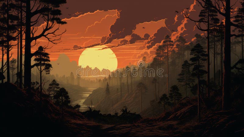 Post-apocalyptic Autumn Sun Over Hillside: Sublime Wilderness ...
