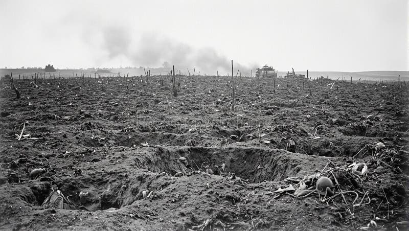 Post Apocalyptic Battlefield with Debris and Smoke Haze Stock ...