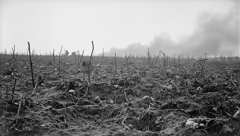 Post Apocalyptic Battlefield with Debris and Smoke Haze Stock ...