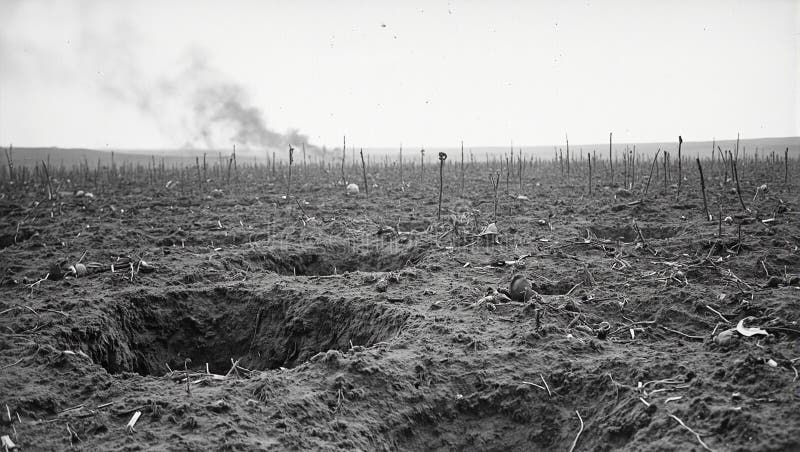 Post Apocalyptic Battlefield with Debris and Smoke Haze Stock ...