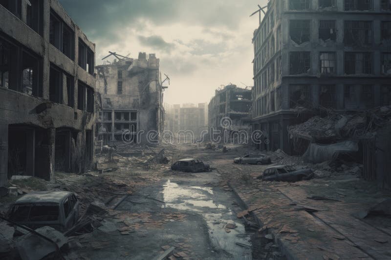 Post Apocalyptic City. Generate Ai Stock Illustration - Illustration of ...
